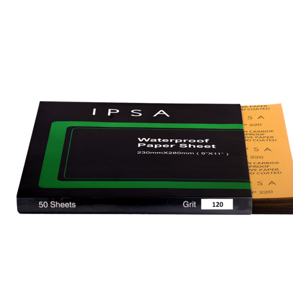 IPSA 120 Grit Abrasive Sandpaper Sheets – 9" x 11" (Pack of 50)